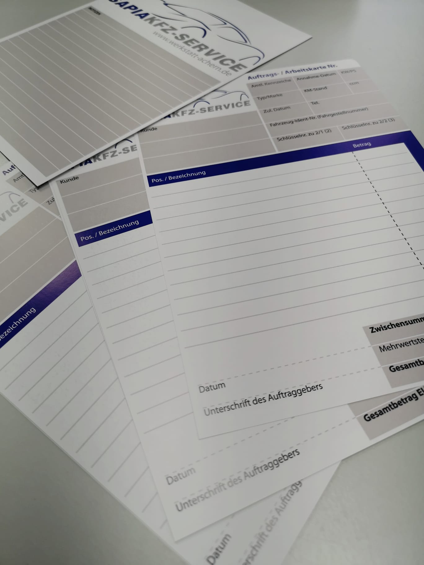 Terminzettel, Arbeitskarten, Formulare und weitere Arbeitshilfen